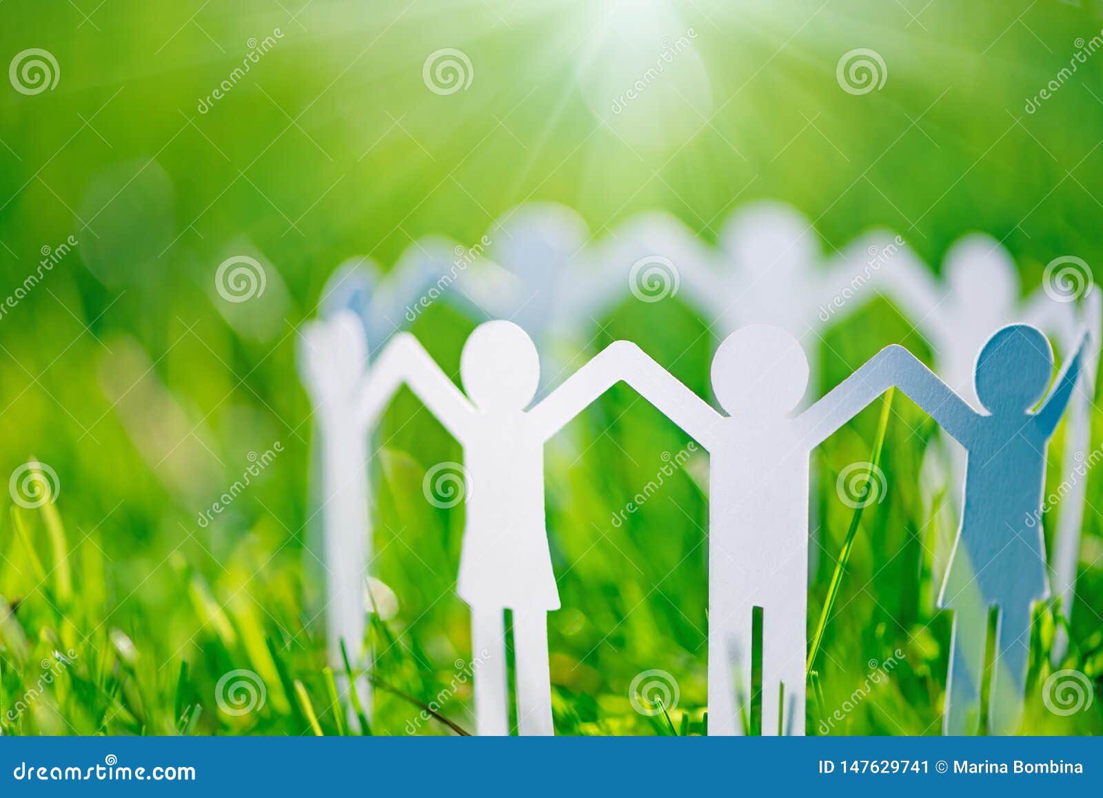 Group of Paper People Holding Hands Together. Concept of Social Help in ...