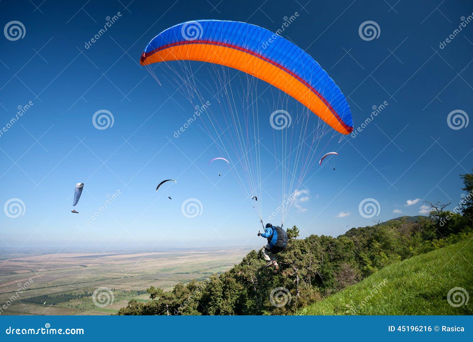Group of Paragliders in Flight Stock Photo - Image of clear, outdoor ...