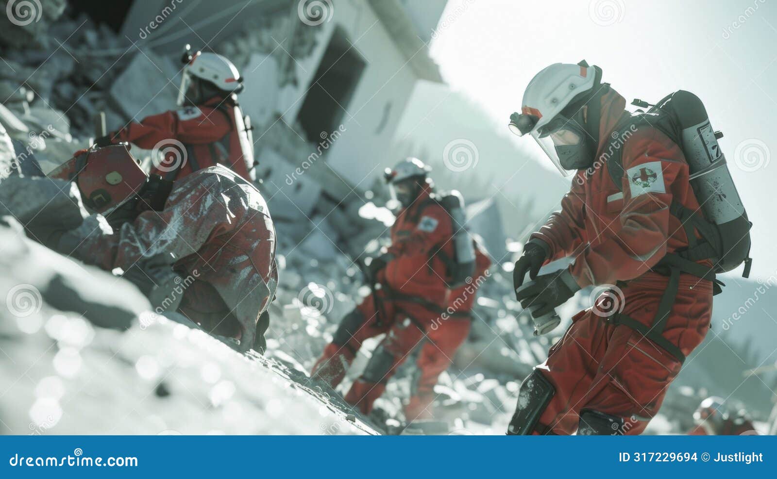 A Group of Paramedics in a Simulated Earthquake Scenario Navigating ...