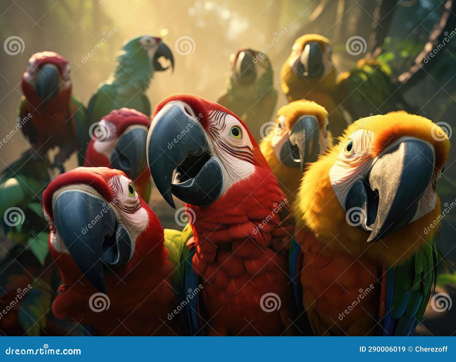 A group of parrots stock image. Image of exotic, nature - 290006019