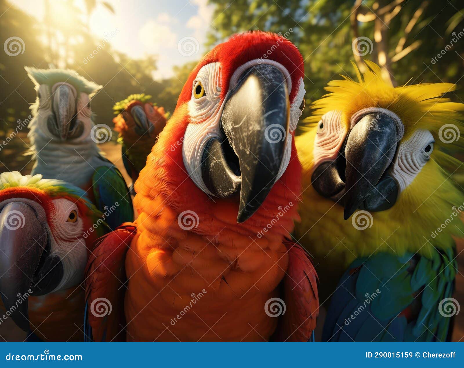 A group of parrots stock image. Image of nature, studio - 290015159