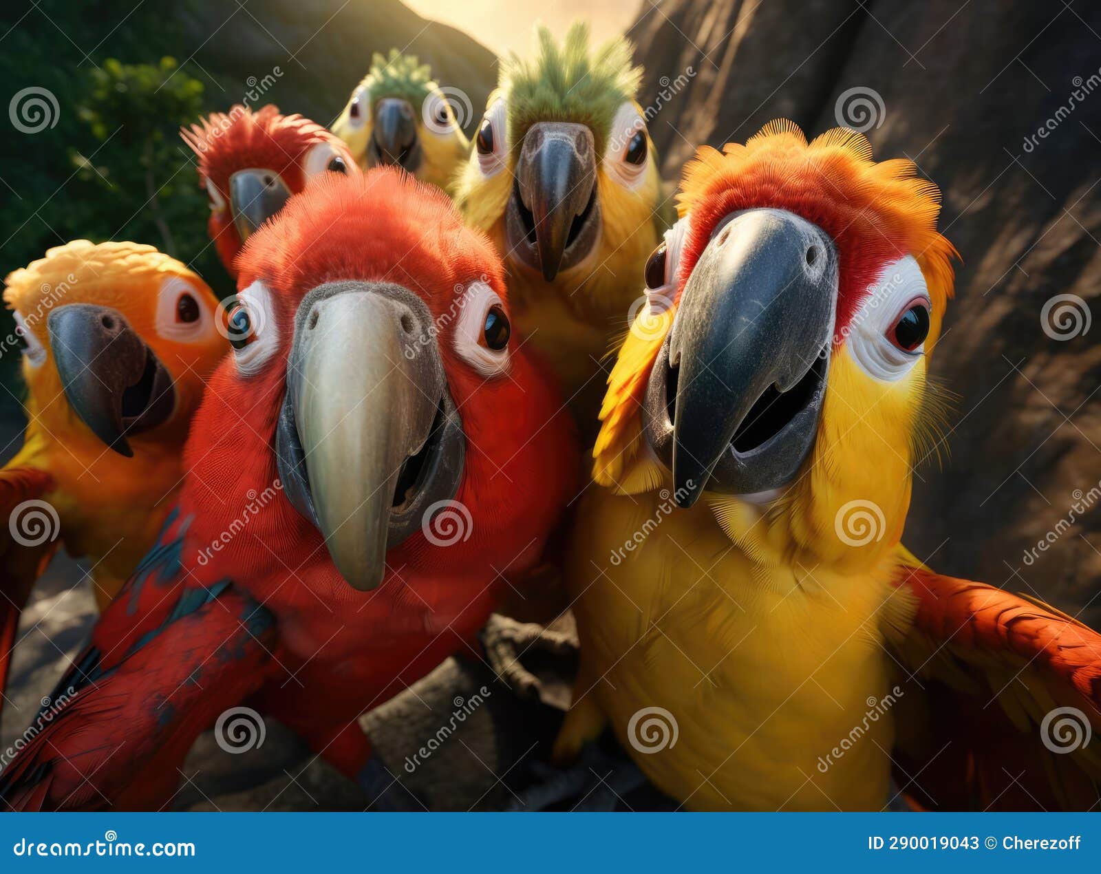 A group of parrots stock image. Image of flying, bird - 290019043