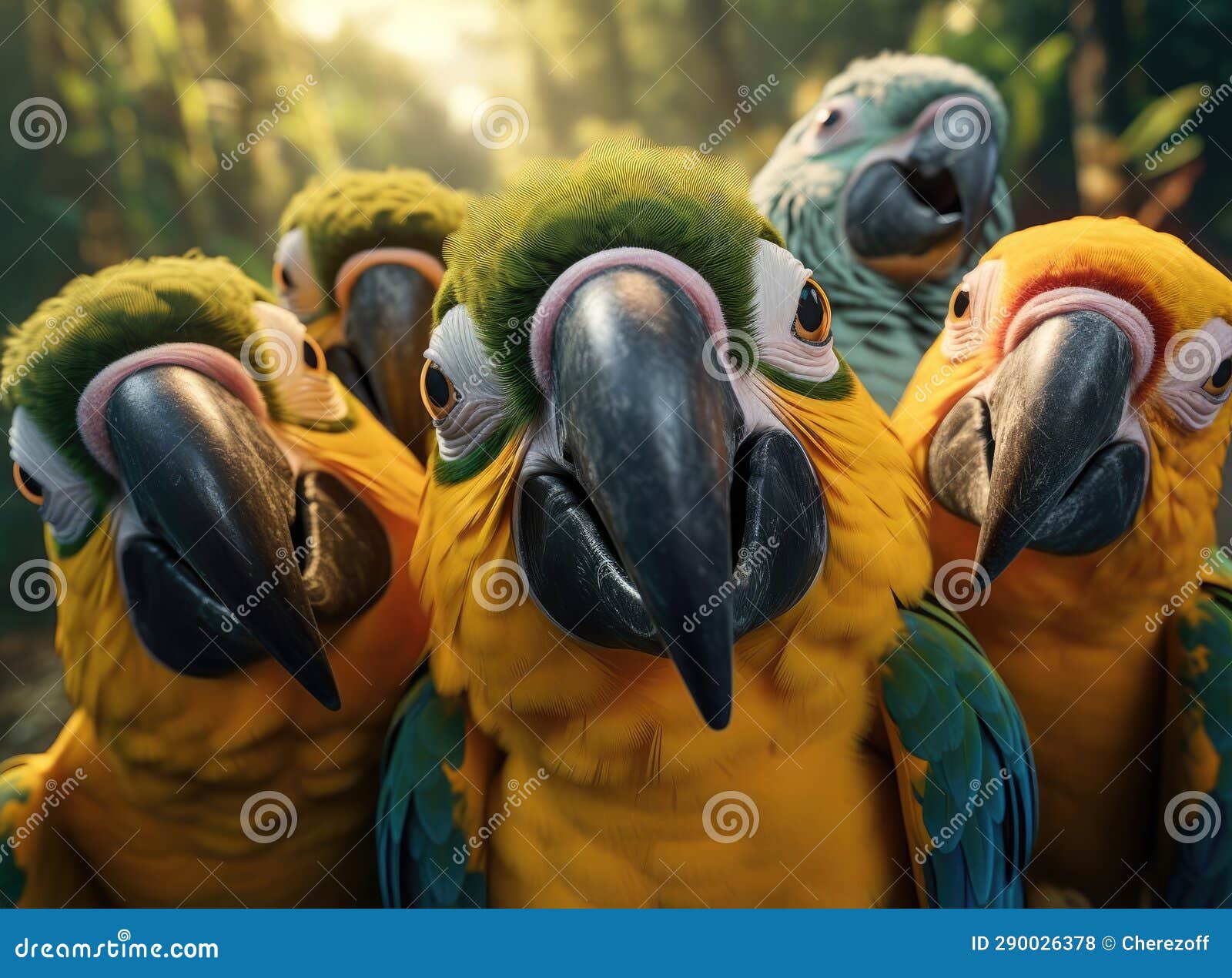 A group of parrots stock photo. Image of birds, wing - 290026378