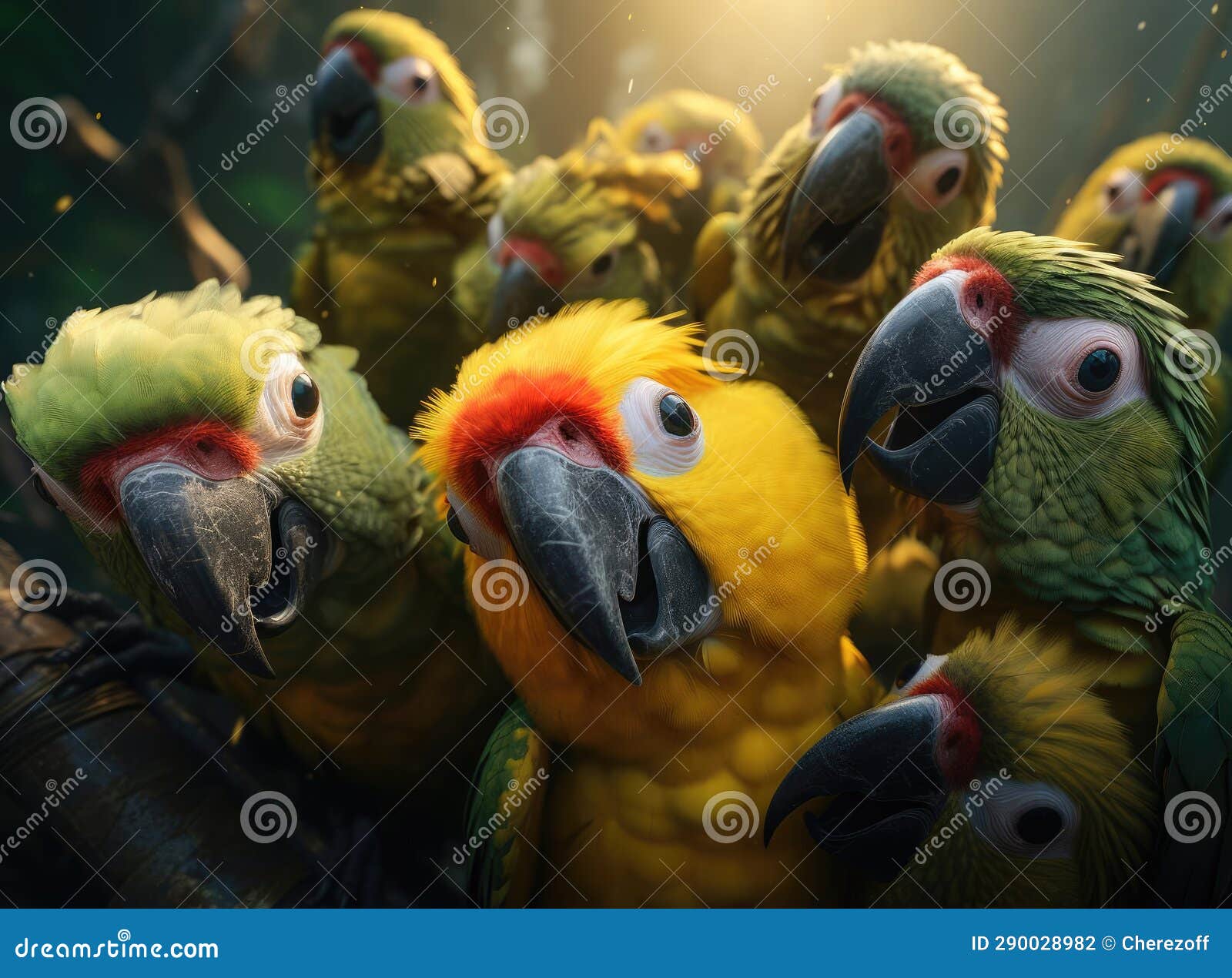 A group of parrots stock photo. Image of portrait, domestic - 290028982