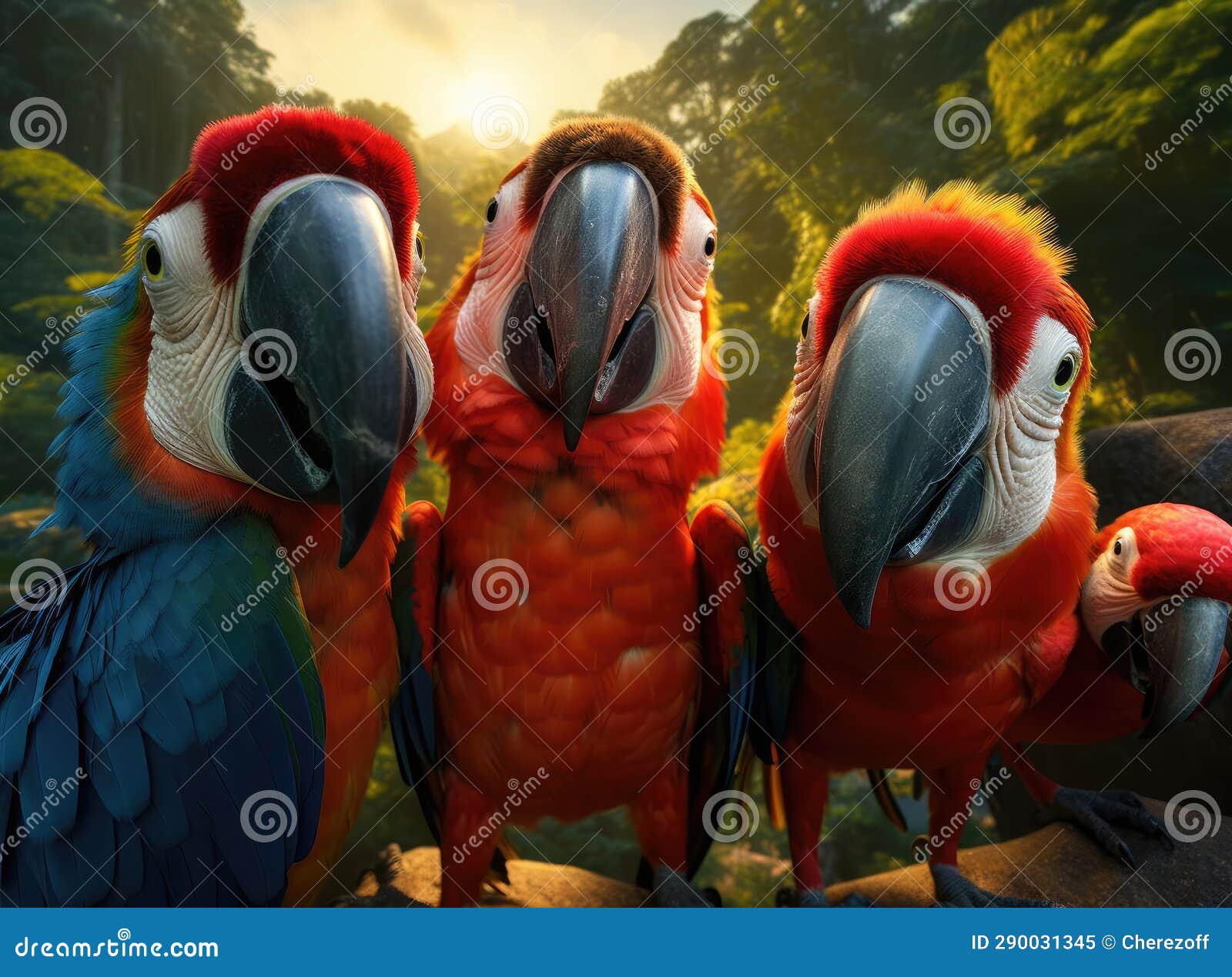 A group of parrots stock image. Image of wild, studio - 290031345