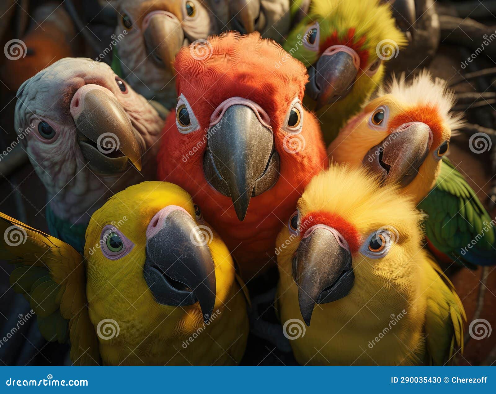 A group of parrots stock photo. Image of group, isolated - 290035430