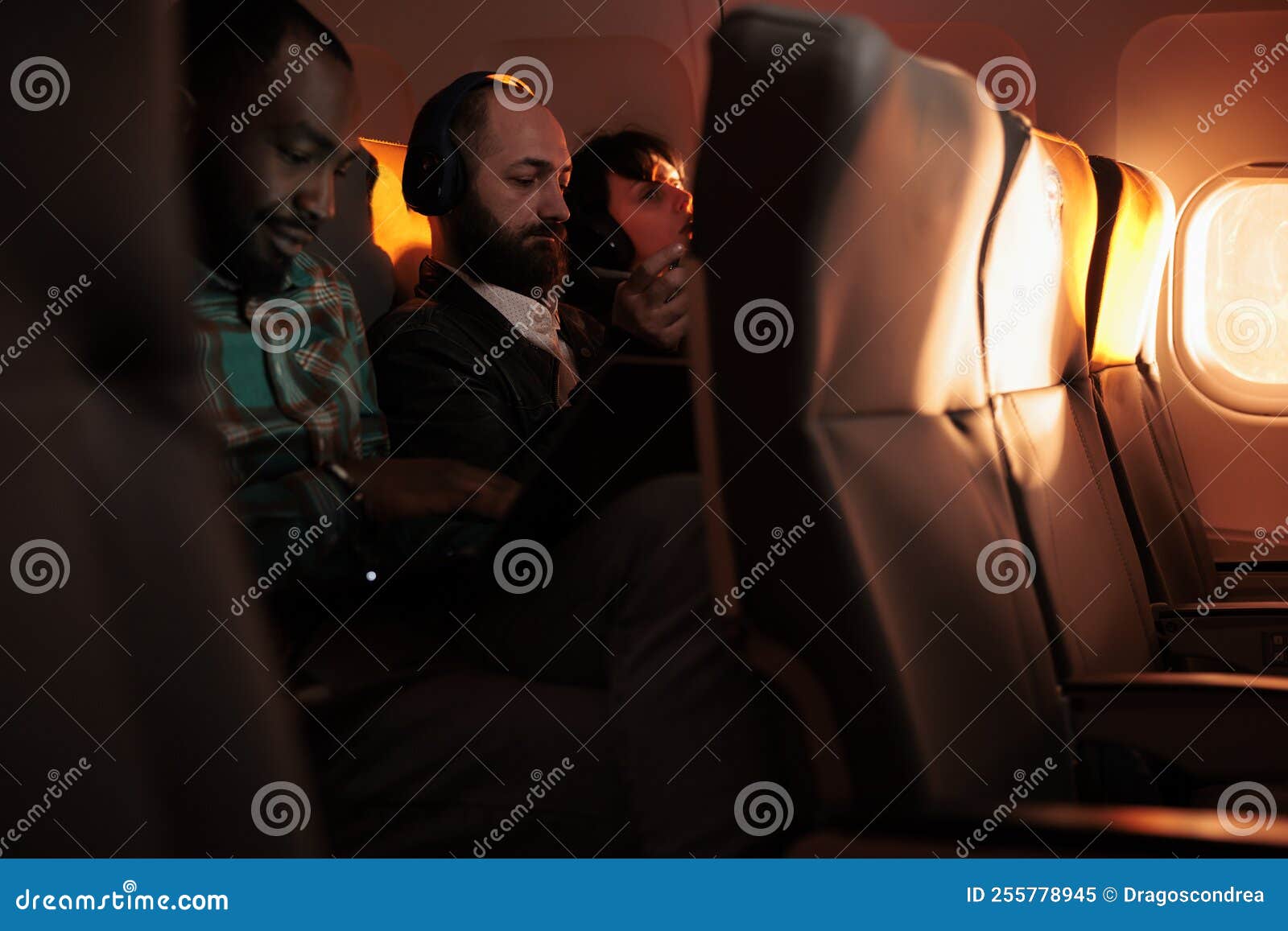 Group of Passengers Travelling To Destination by Airplane Stock Image ...
