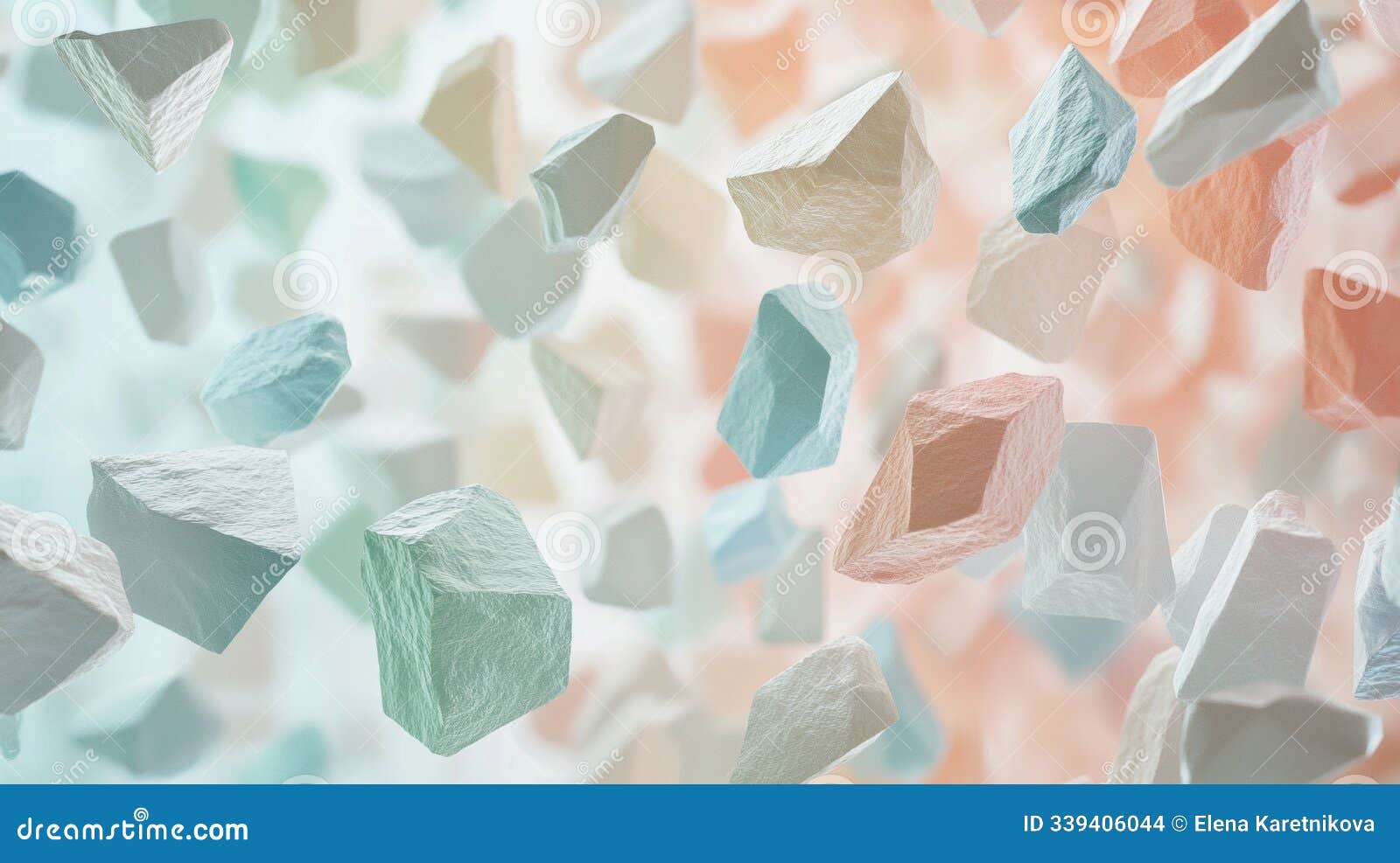 Group of Pastel-colored Rocks are Floating in Zero Gravity, Creating a ...