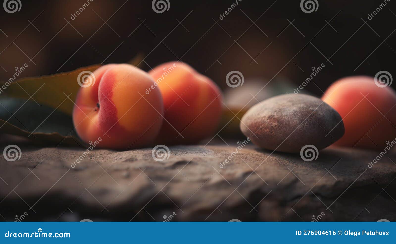 A Group of Peaches Sitting on Top of a Rock Stock Illustration ...