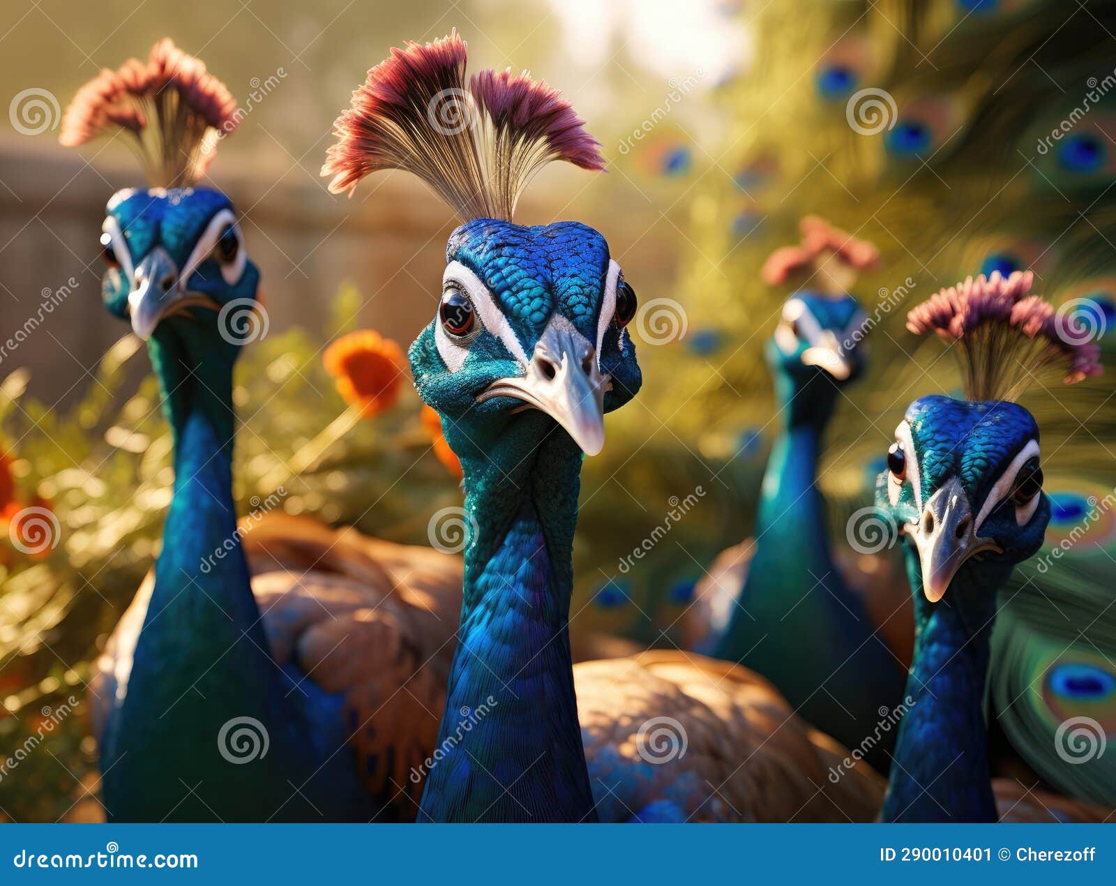A group of peacocks stock illustration. Illustration of beautiful ...