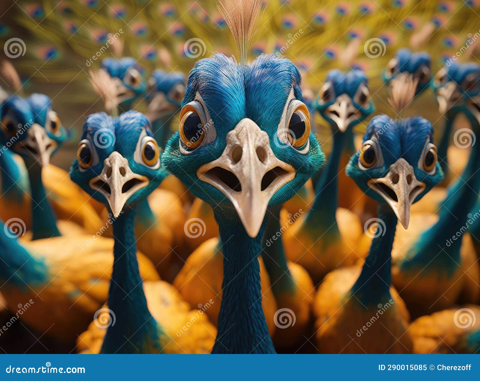 A group of peacocks stock illustration. Illustration of feather - 290015085