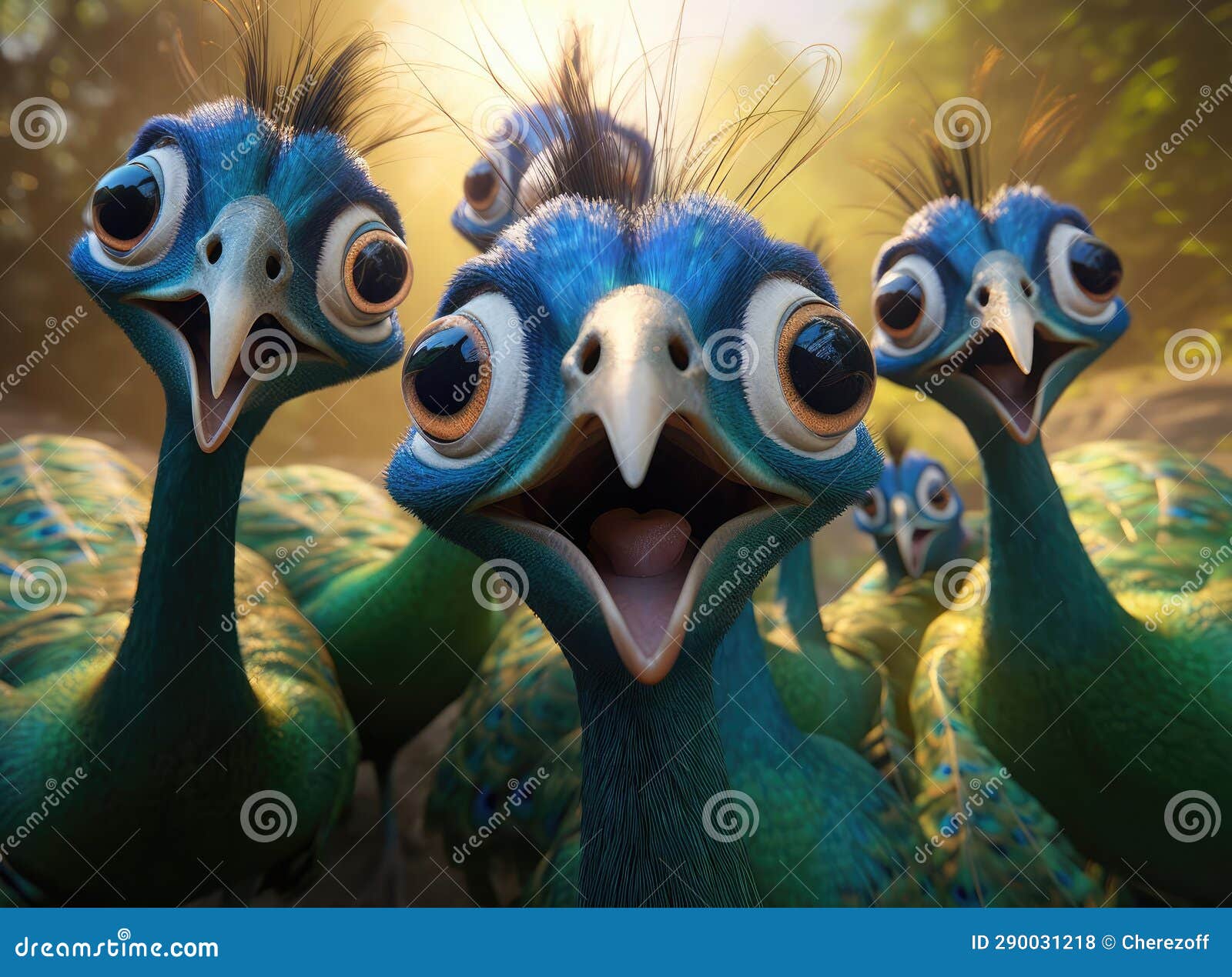 A group of peacocks stock illustration. Illustration of group - 290031218