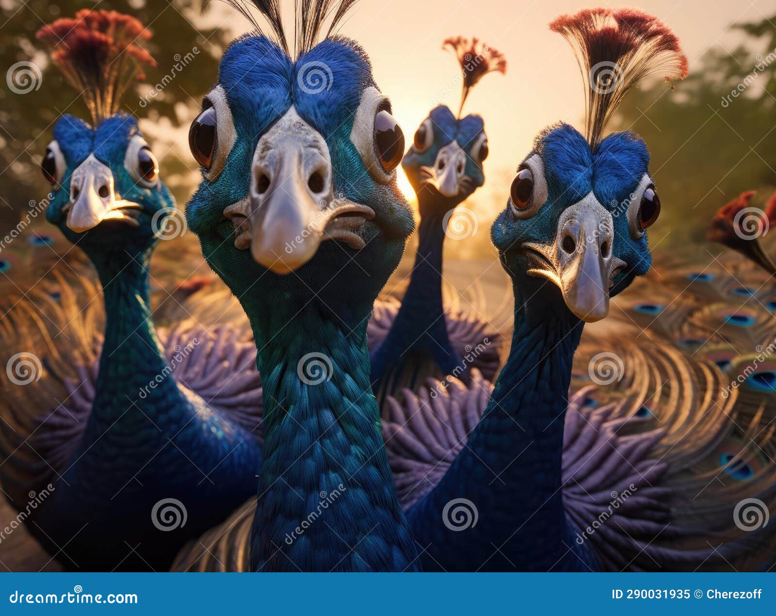 A group of peacocks stock illustration. Illustration of park - 290031935