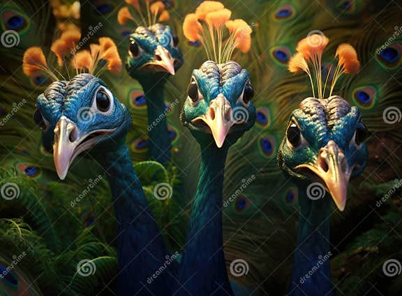 A group of peacocks stock illustration. Illustration of black - 290032026