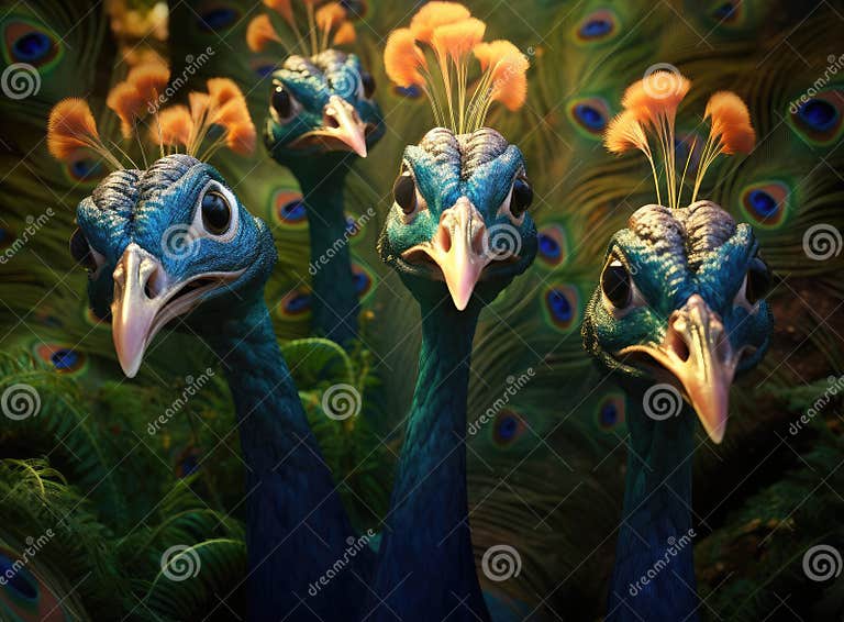 A group of peacocks stock illustration. Illustration of black - 290032026