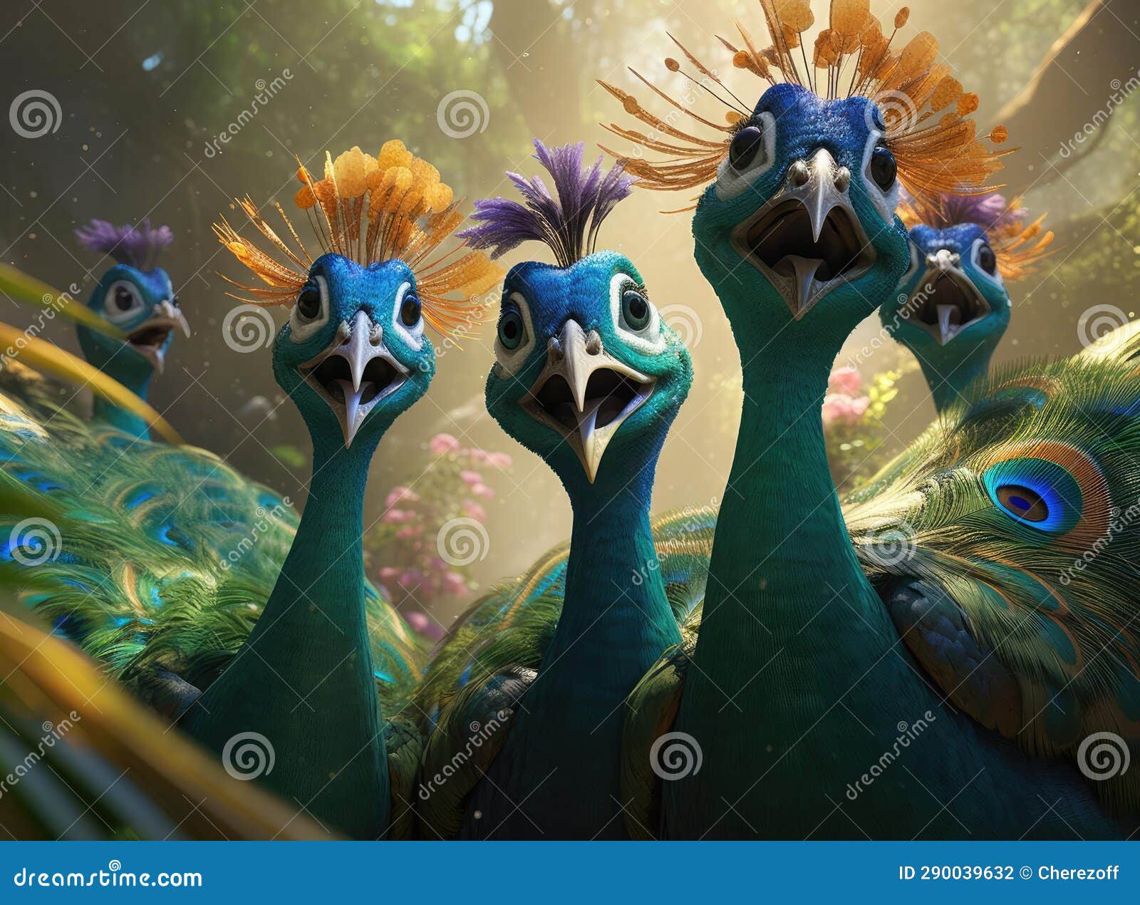 A group of peacocks stock photo. Image of feather, bird - 290039632