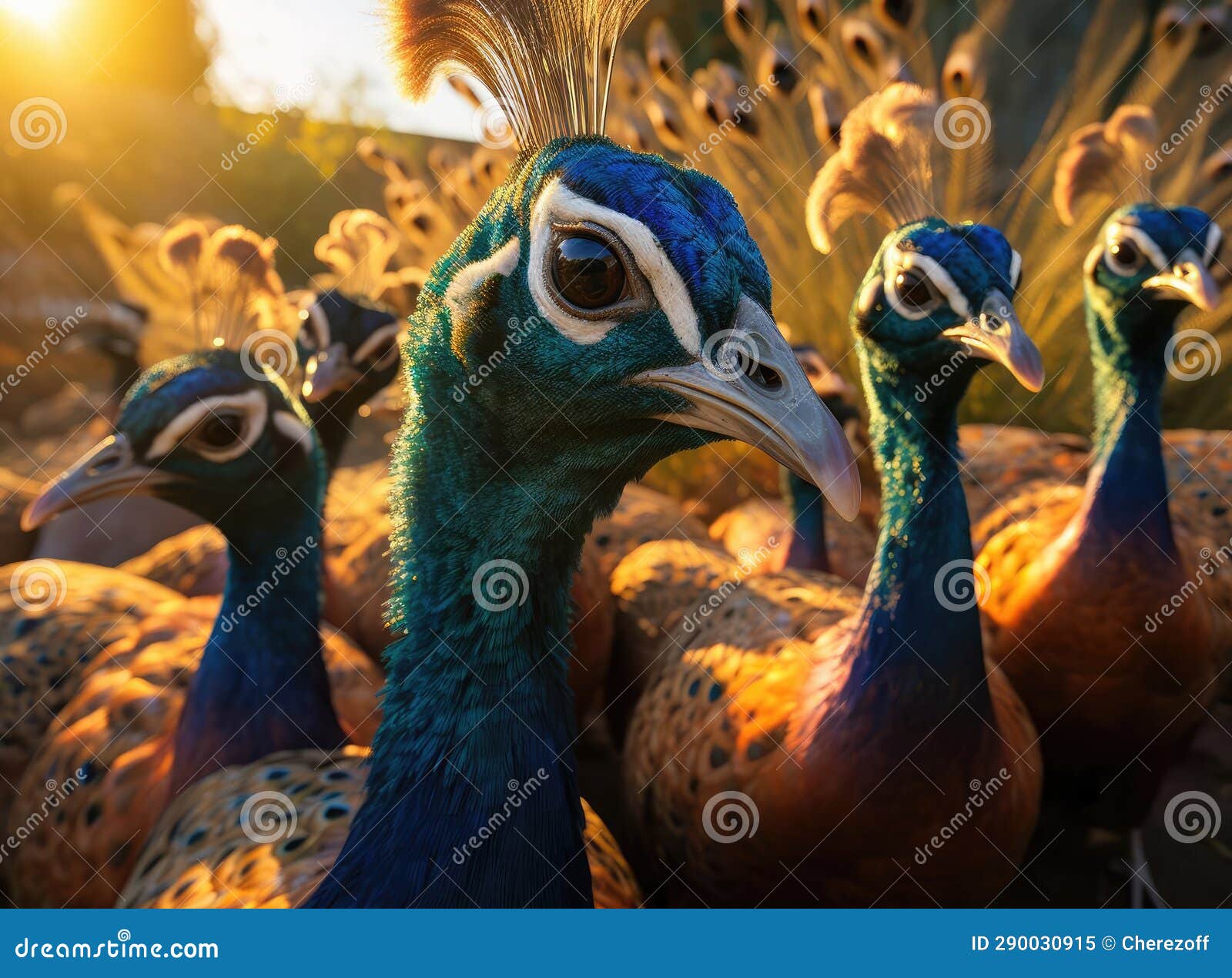 A group of peacocks stock illustration. Illustration of beak - 290030915