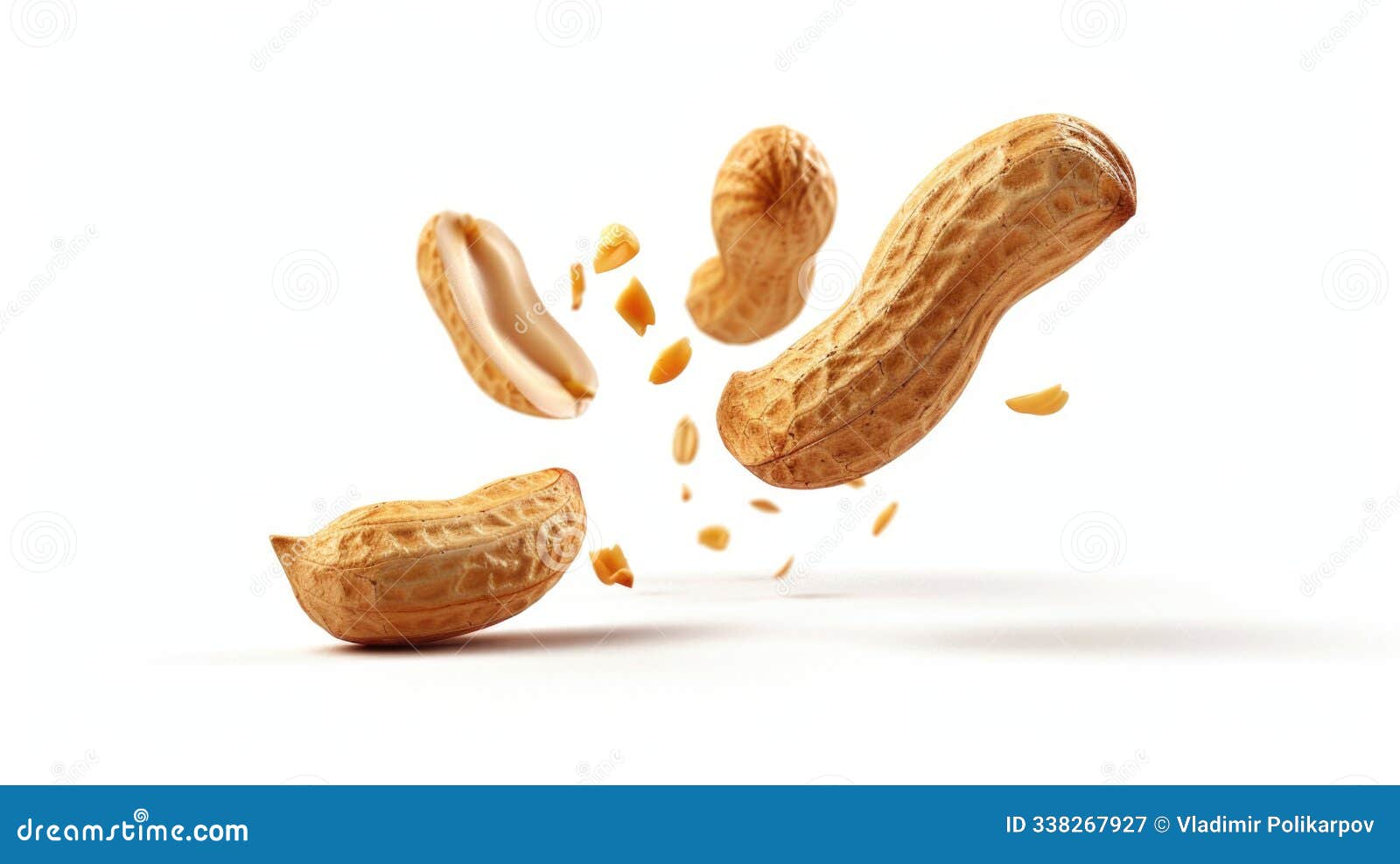 A Group of Peanuts Falling through the Air, Capturing a Moment of ...