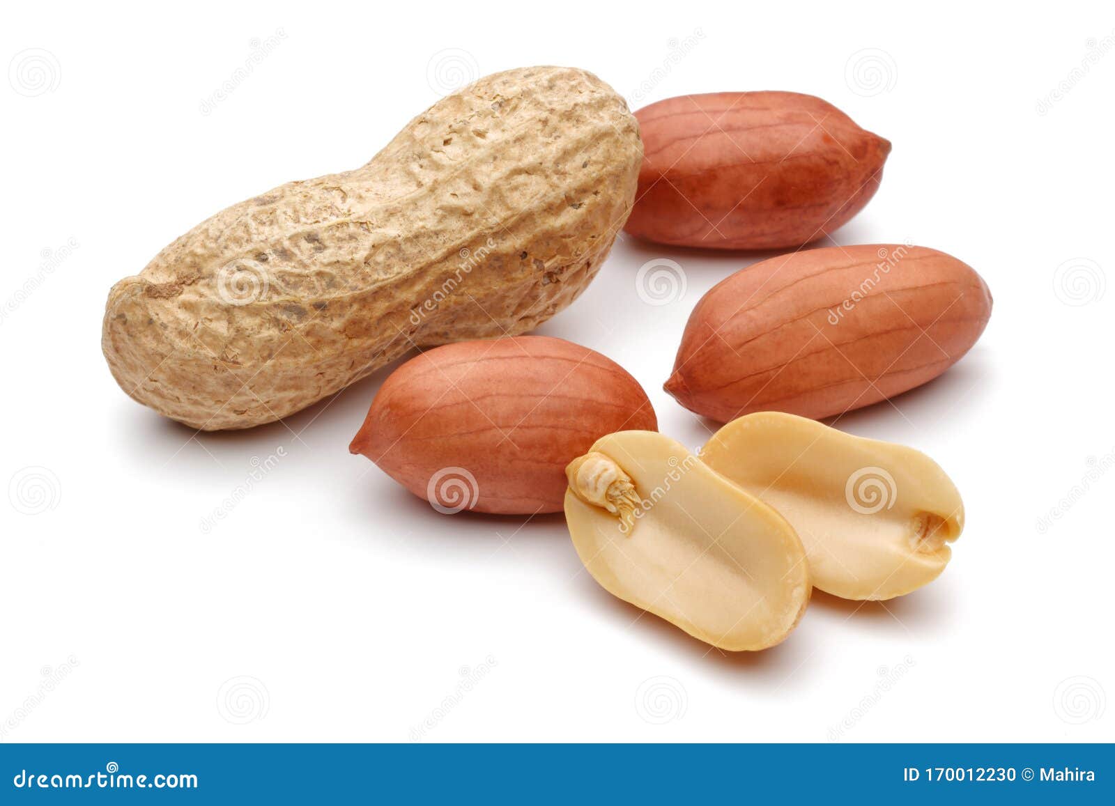 Group Of Peanuts Stacked Isolated On White Background Stock Photo ...