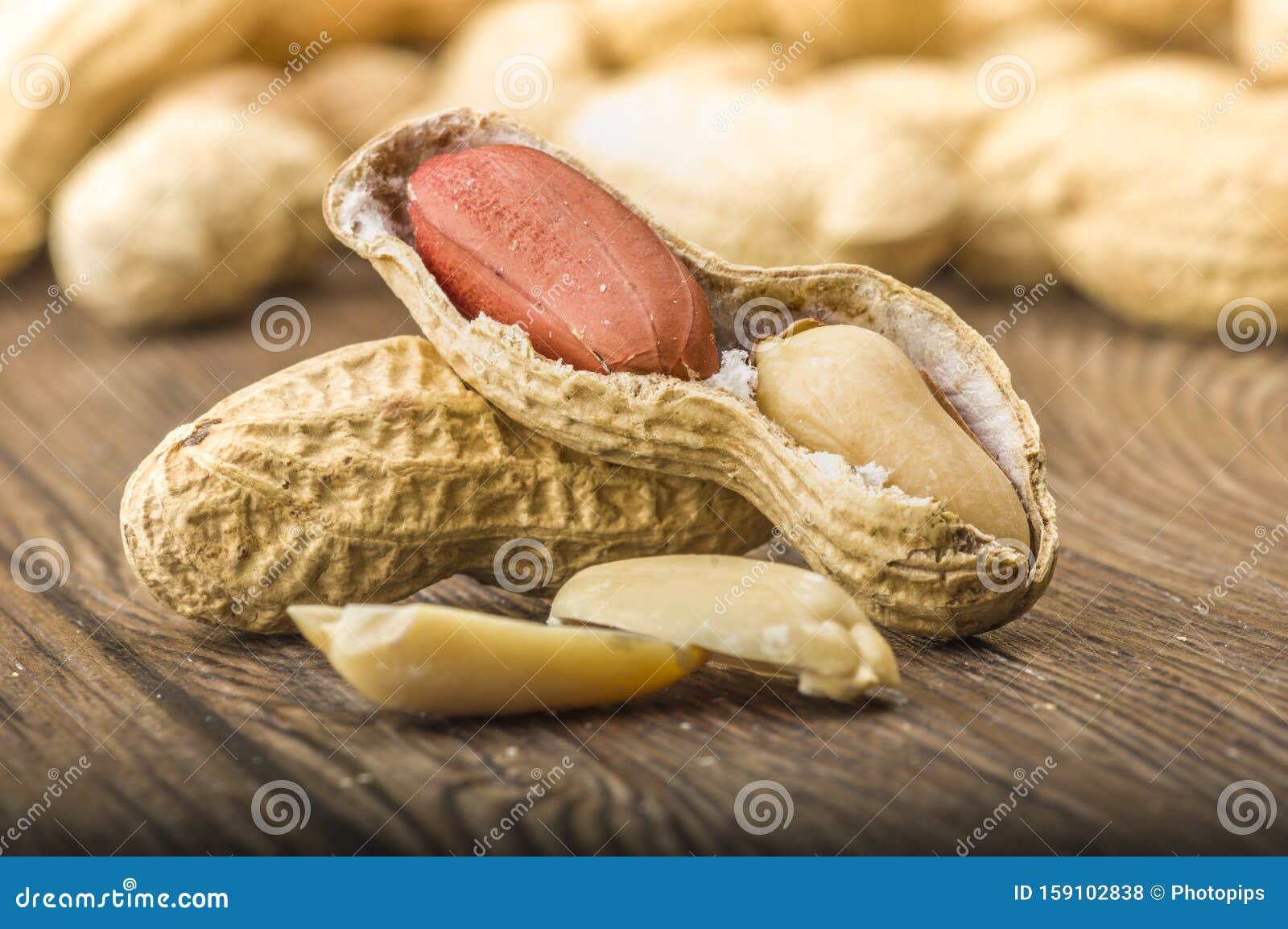 Group Of Peanuts Stacked Isolated On White Background Stock Photo ...