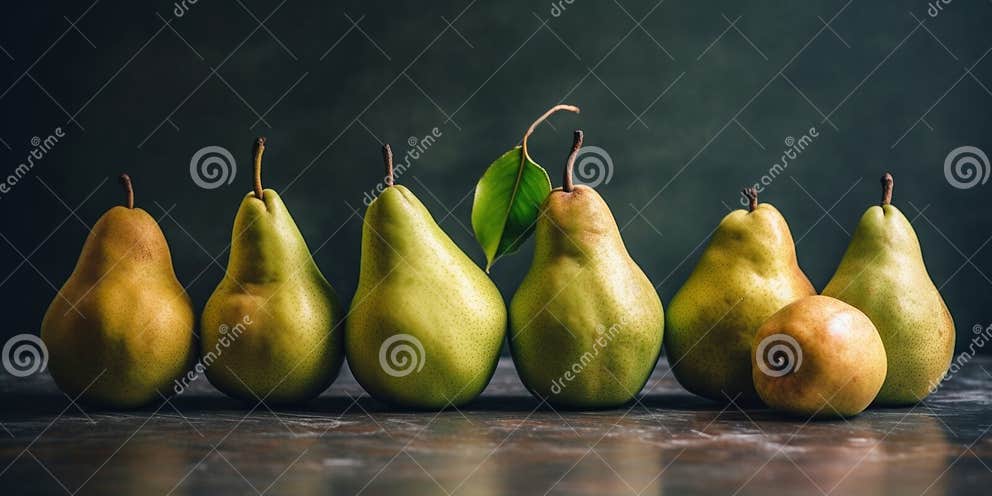 A Group of Pears Sitting Next To Each Other. Generative AI Image. Stock ...