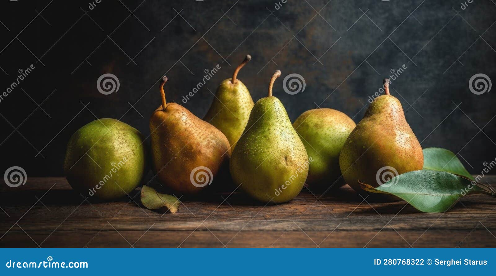 A Group of Pears Sitting on Top of a Wooden Table. Generative AI Image ...