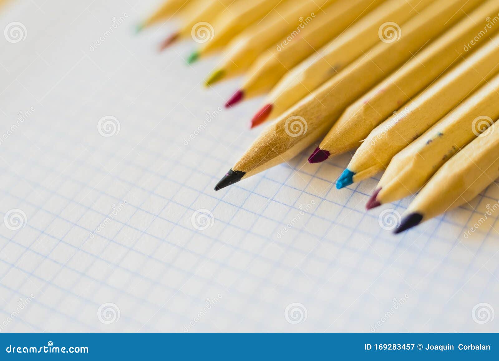 Group of Pencils Arranged on Graph Paper Stock Image - Image of ...