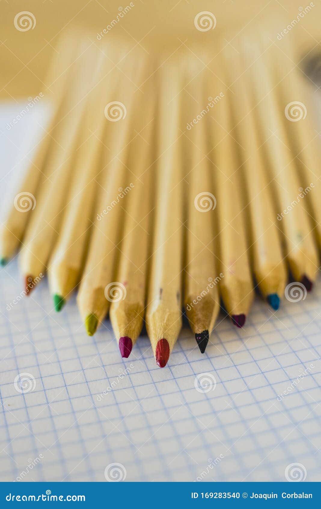 Group of Pencils Arranged on Graph Paper Stock Photo - Image of ...