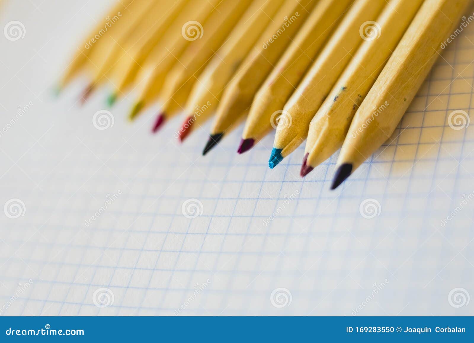 Group of Pencils Arranged on Graph Paper Stock Photo - Image of ...