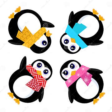 Group of Penguins in Circle Stock Vector - Illustration of cute, circle ...
