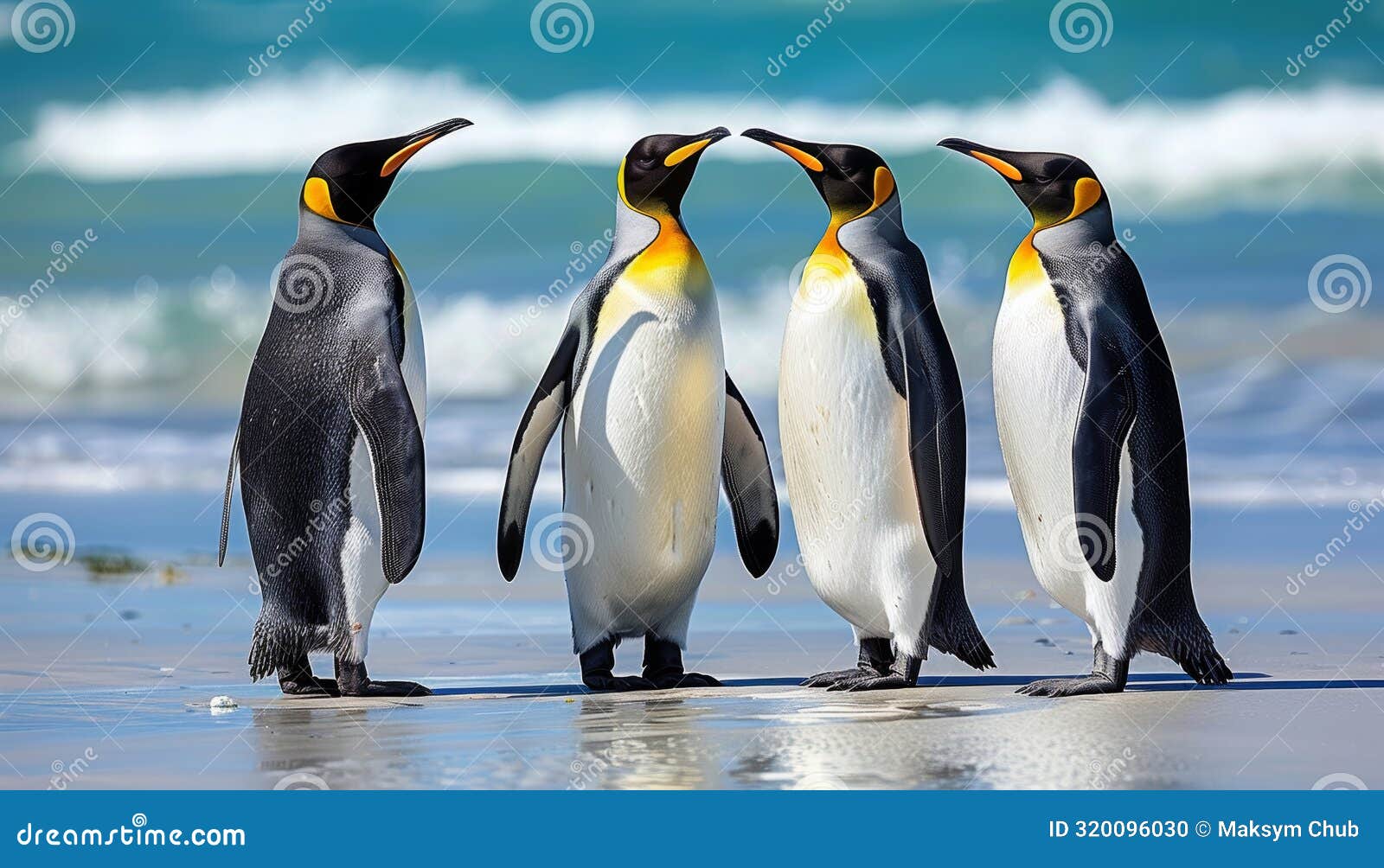 Group of Penguins Standing Together in Unity on Iceberg, Creating a ...