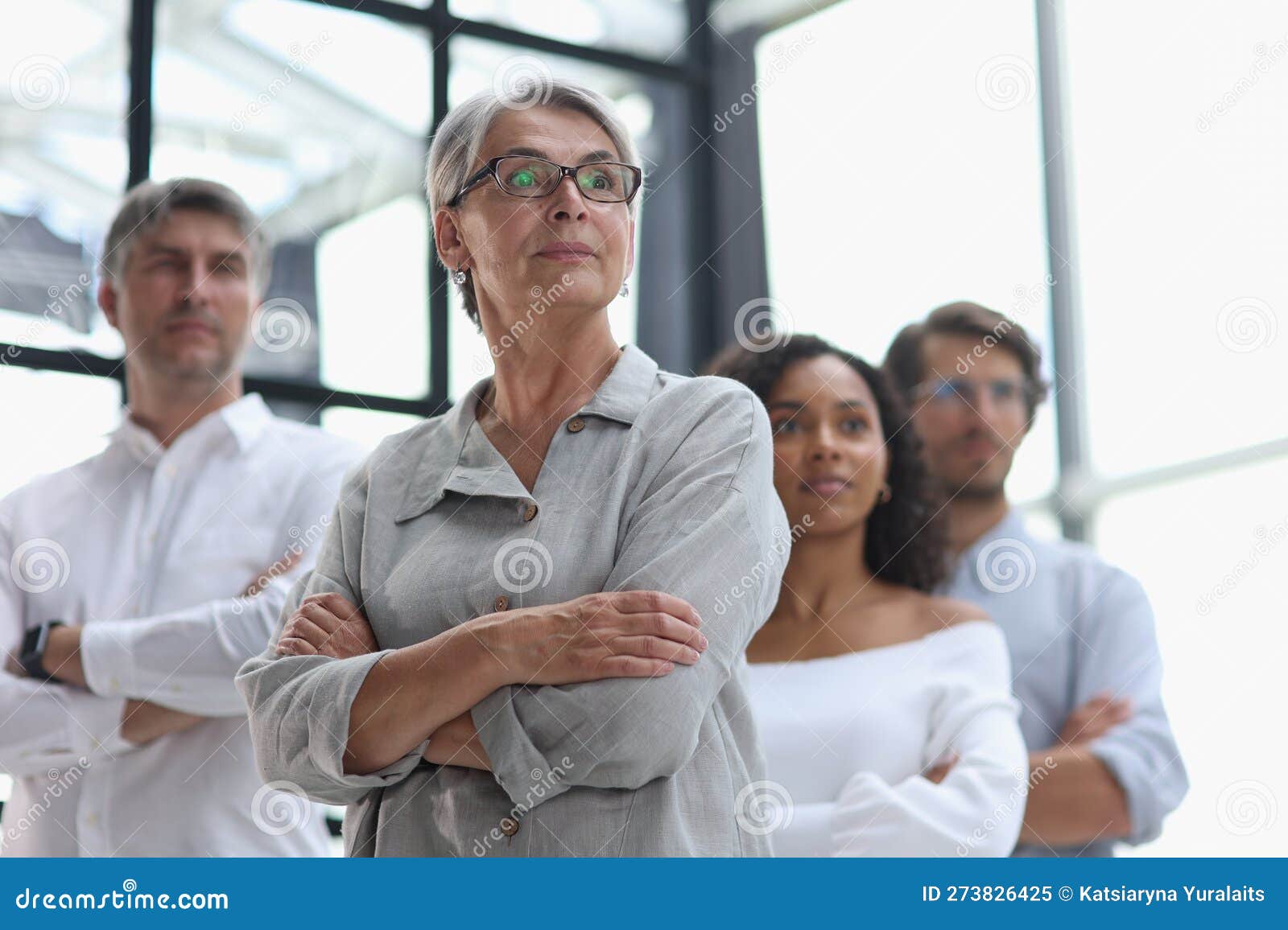 A Group of Pensive Business People Looking into Stock Image - Image of ...