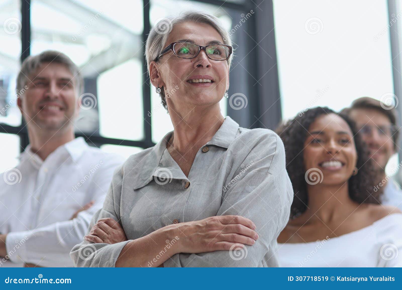 A Group of Pensive Business People Looking into Stock Image - Image of ...