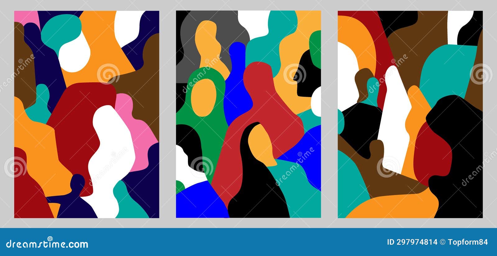 Group of People Abstract Vector Illustration , Multicolored Horizontal ...