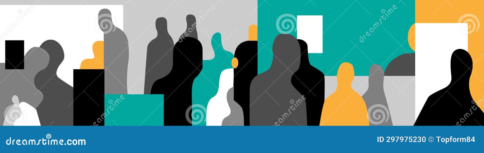Group of People Abstract Vector Illustration , Multicolored Horizontal ...