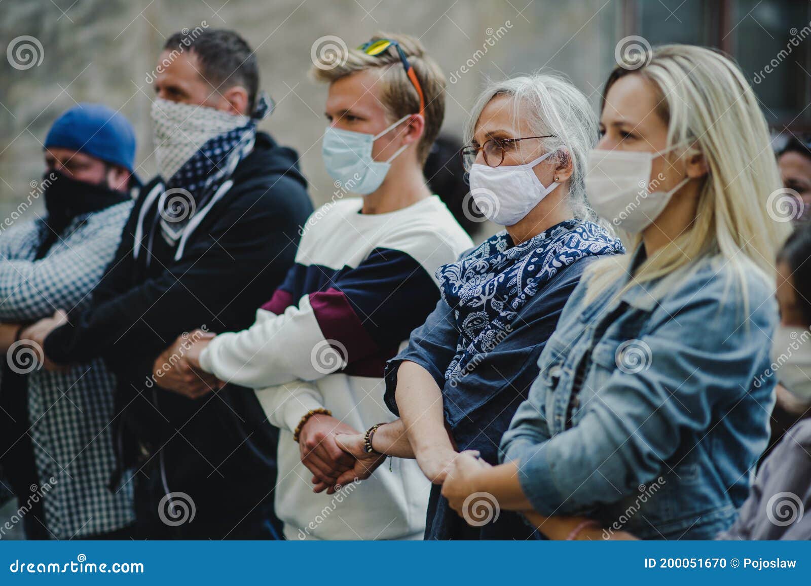 Group of People Activists Protesting on Streets, March and ...