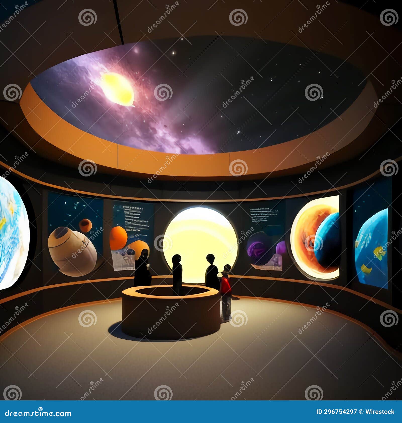 Group of People Admiring the Display of Various Planets in a ...