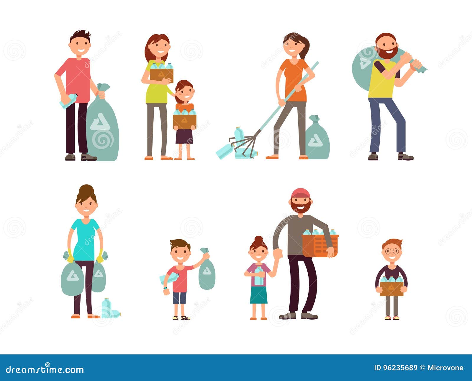 People Waste Sorting. Family With Kids Sorting Recycling Garbage ... People Waste Sorting. Family With Kids Sorting Recycling Garbage ...