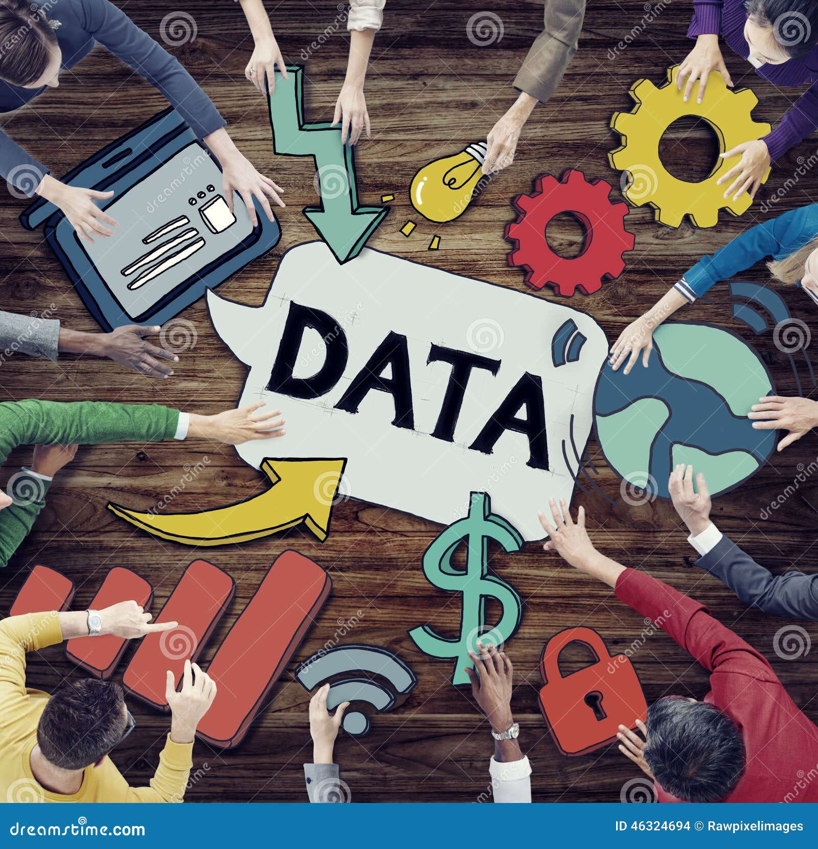 Group of People Around Word DATA Stock Photo - Image of sharing, group ...
