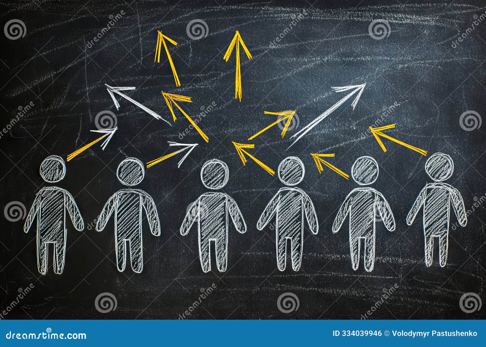 A Group of People with Arrows Pointing in Different Directions on a ...