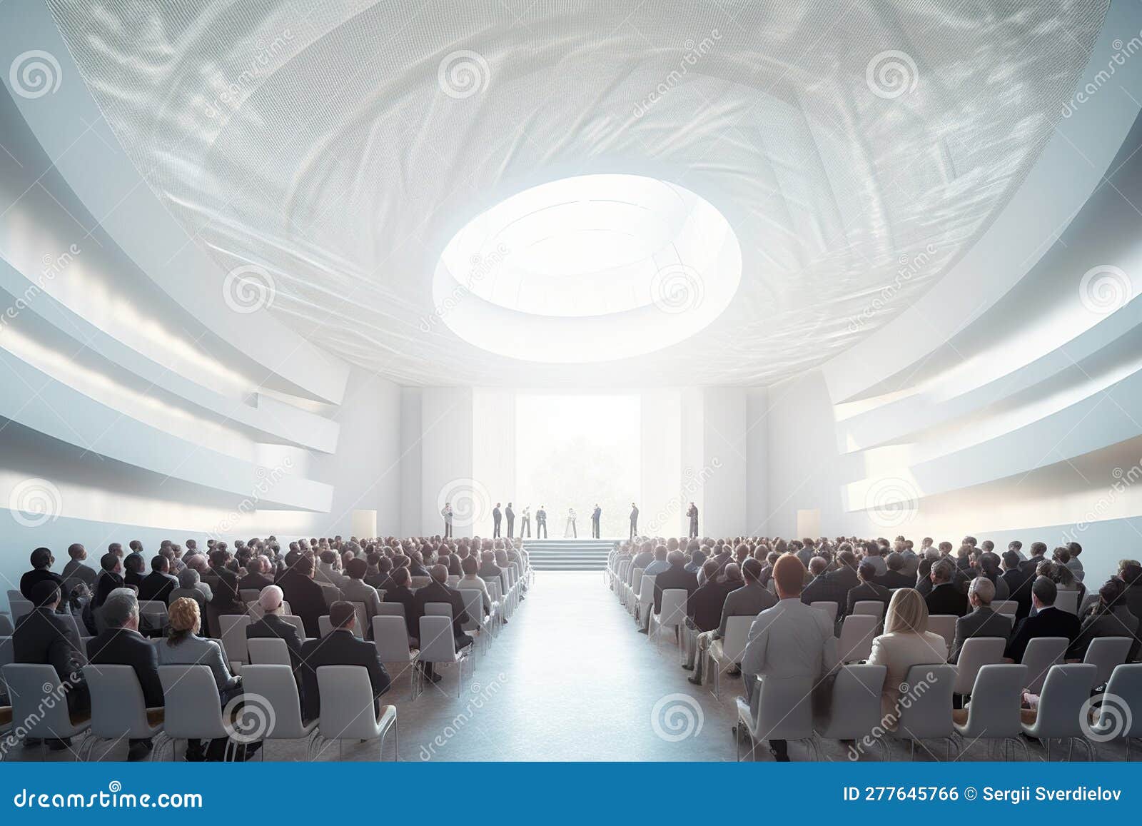 Group of People are Attending a Conference in a Modern Hall. the ...