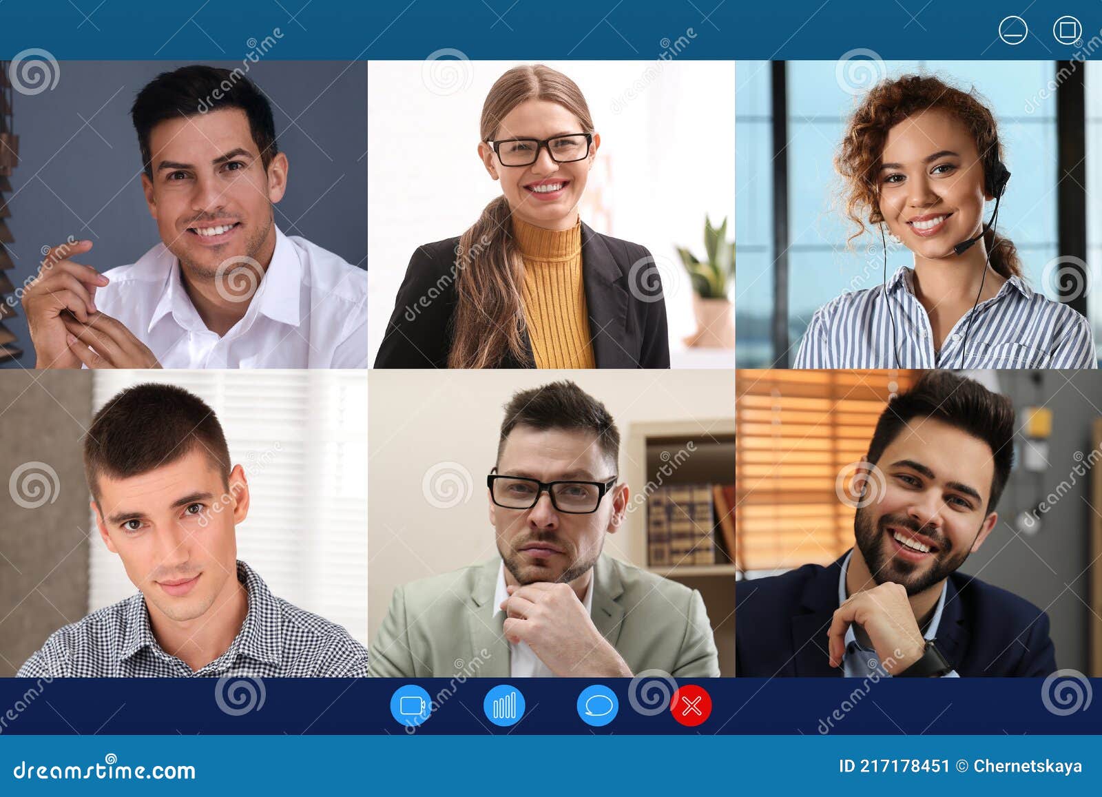 Group of People Attending Webinar. Video Conference Stock Image - Image ...