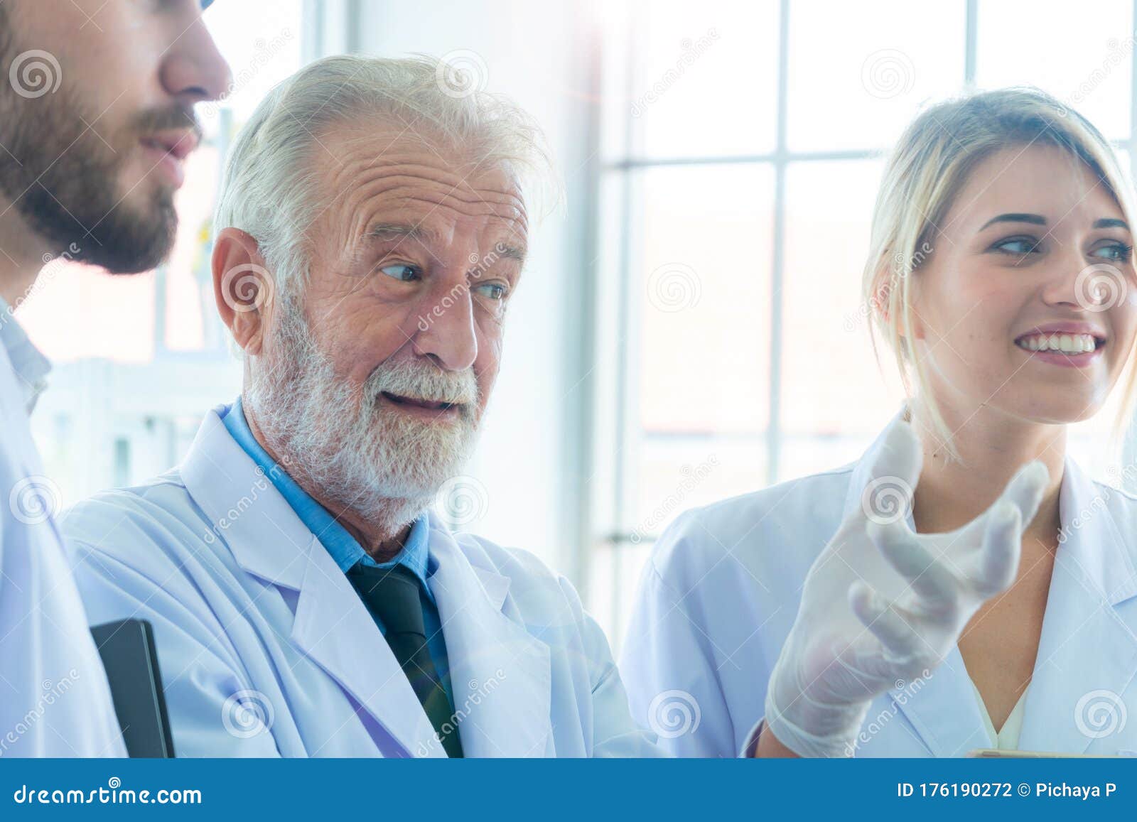 Group of People Attractive Scientist Smiling and Looking Forward in the ...