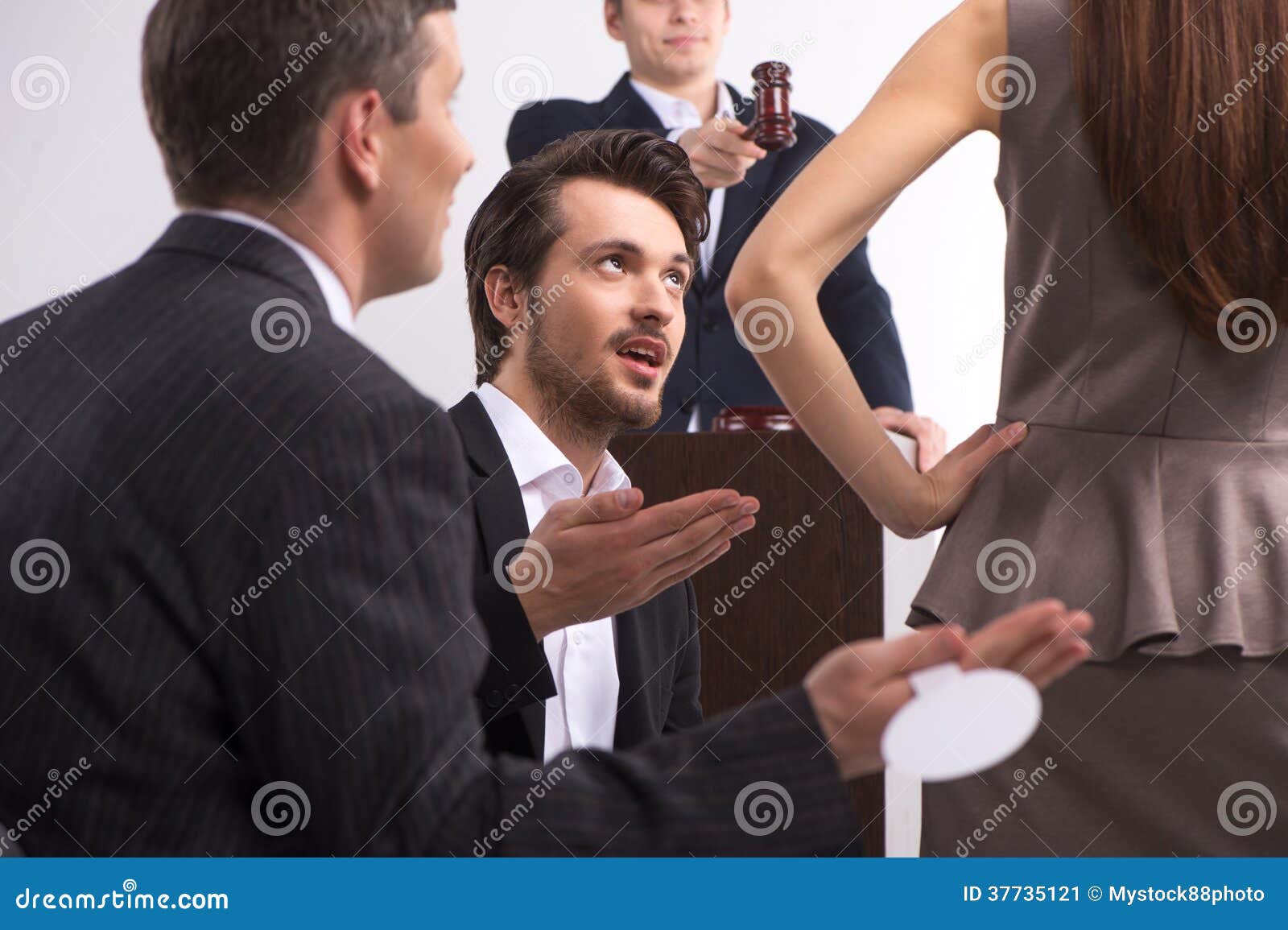 Group of People at Auction Making Decision. Stock Image - Image of ...