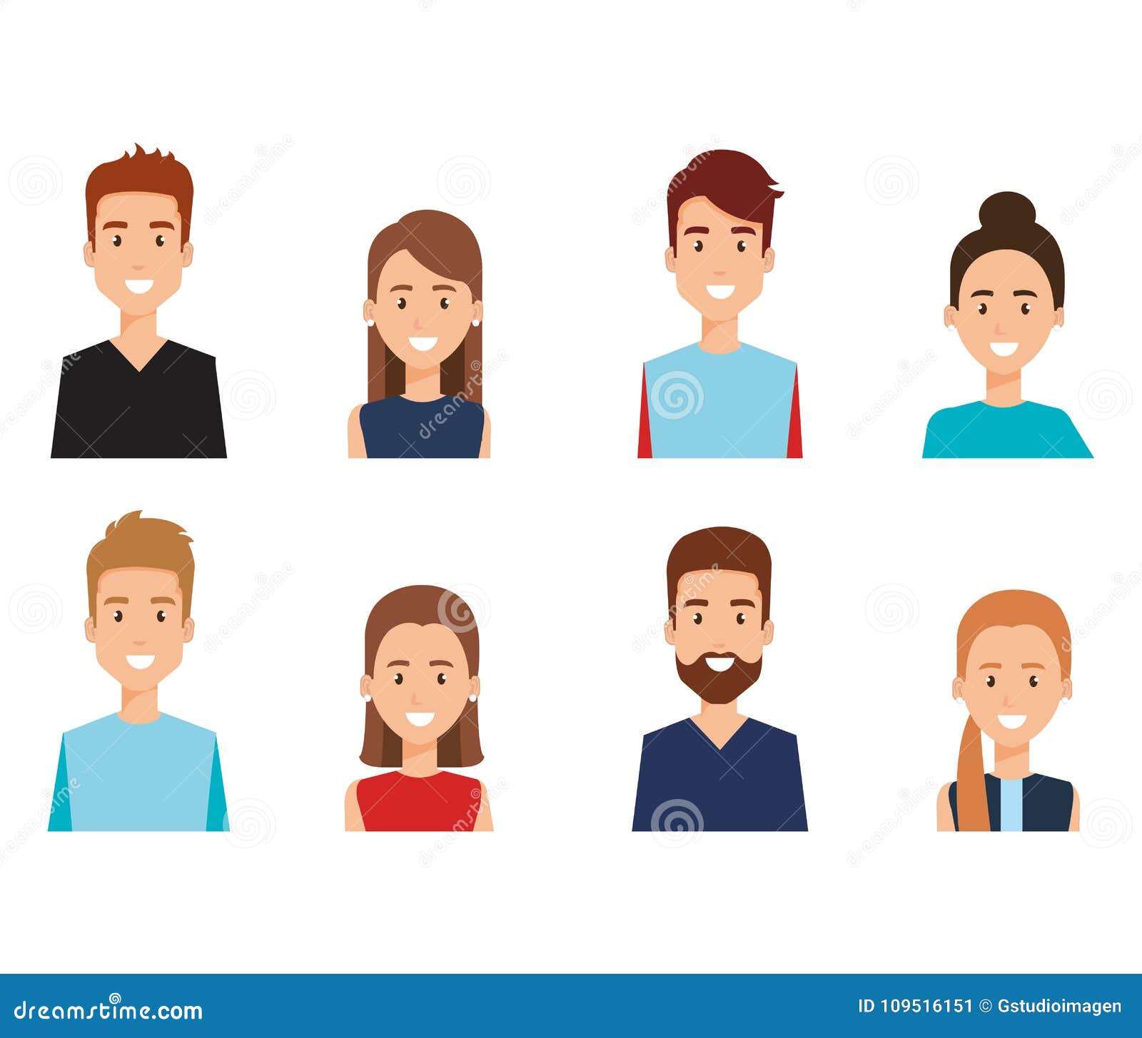 Group of People Avatars Characters Stock Vector - Illustration of ...