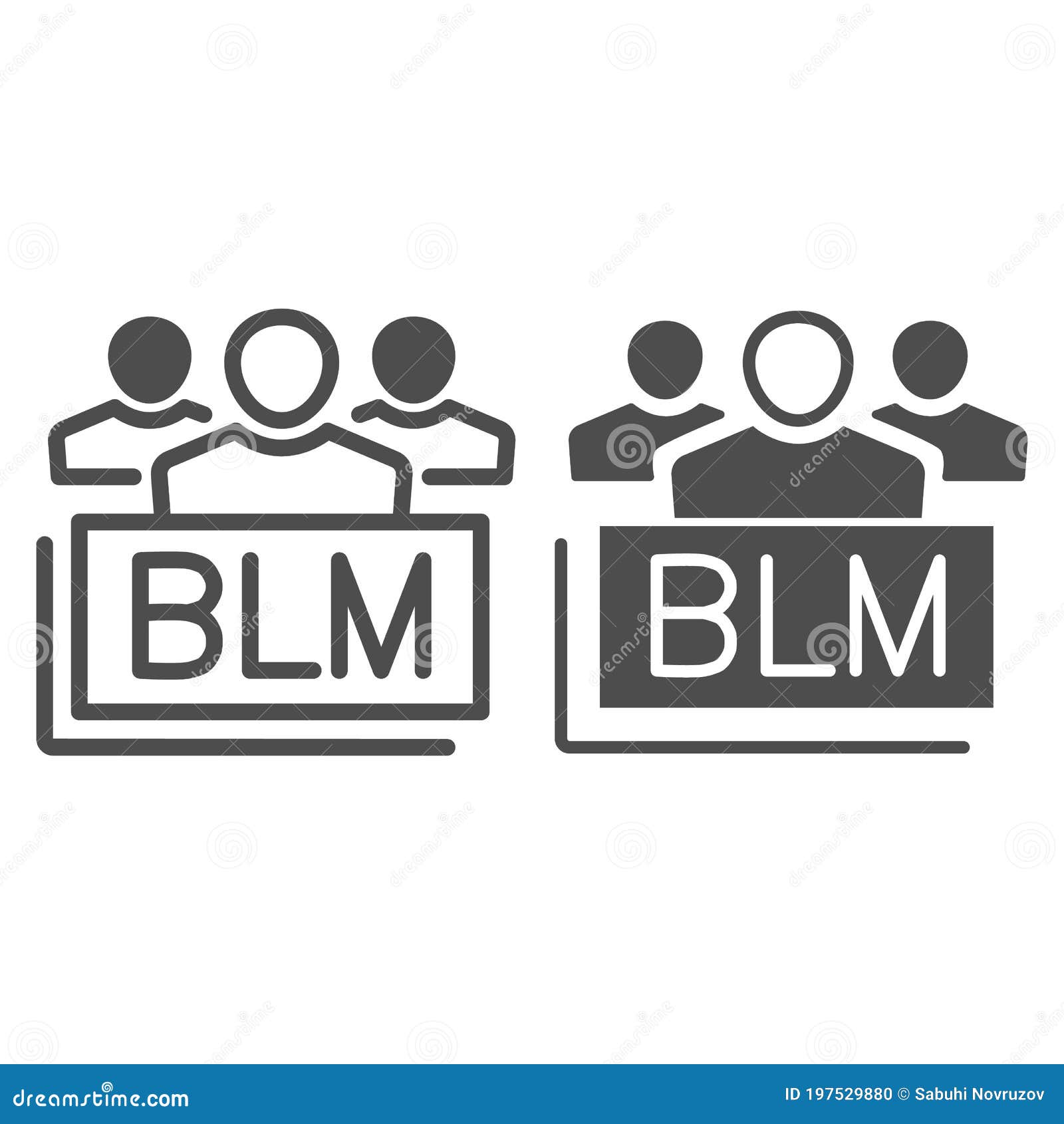 Group of People with BLM Text Line and Solid Icon, Black Lives Matter ...