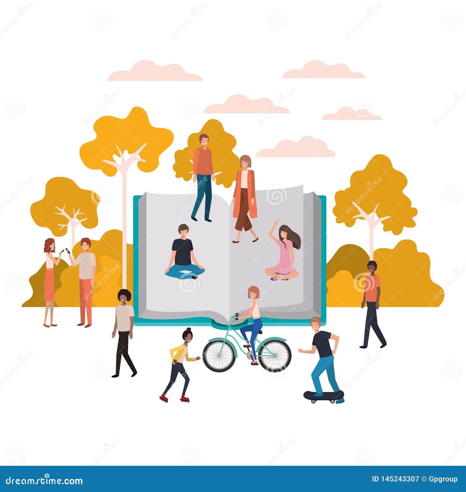 Group of People with Book Avatar Character Stock Vector - Illustration ...