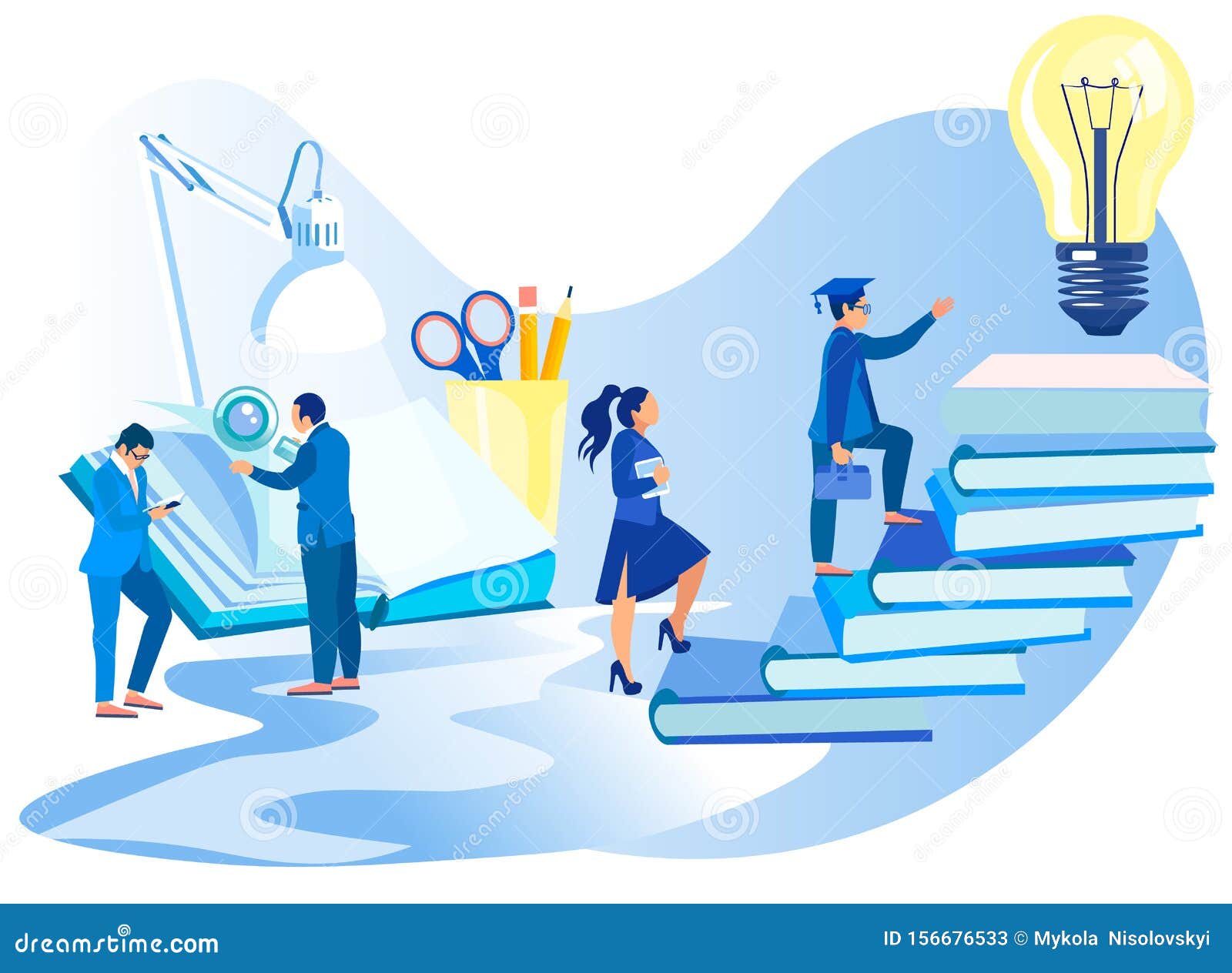 Group People with Book. Study and Self-Development Stock Vector ...