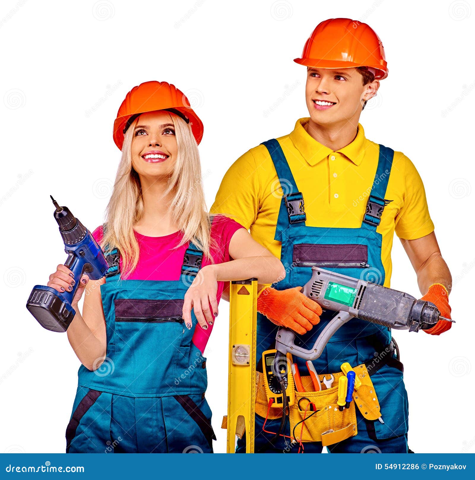 Group People Builder with Construction Tools Stock Photo - Image of ...