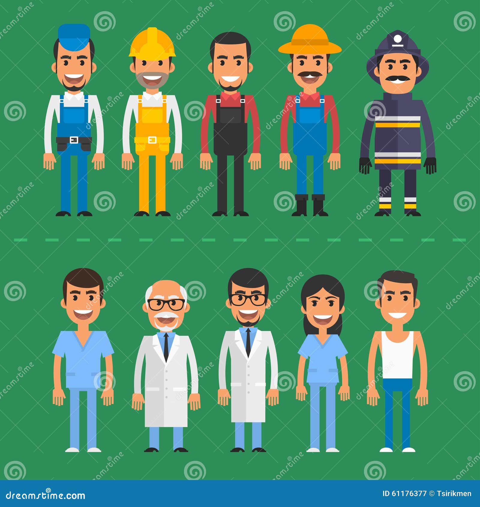 Group People Builder Doctor Nurse Fireman Farmer Stock Vector ...
